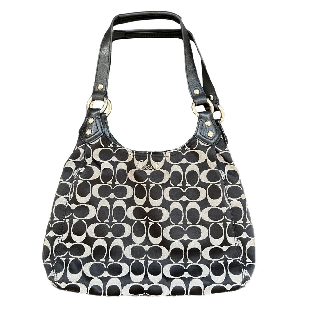 Coach Logo Purse In Black And White With Multi Pocket… - Gem